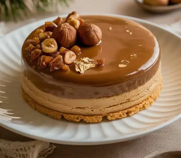 Hazelnut & Milk Chocolate Entremets – Caramel Mirror Glaze – Easy Recipes