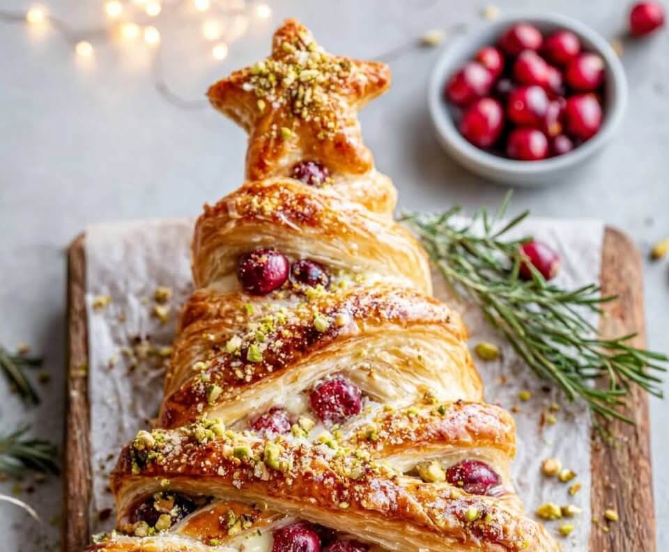 Christmas Cranberry, Camembert & Pistachio Puff Pastry Tree – Easy Recipes